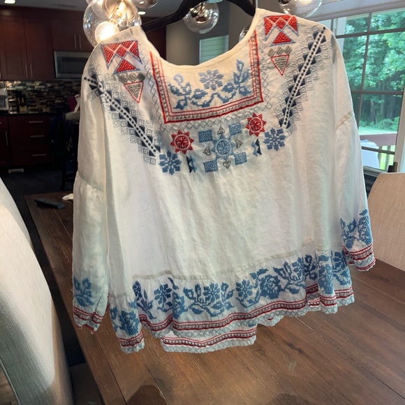 Johnny Was | Tops | Johnny Was Embroidered Linen Top | Poshmark